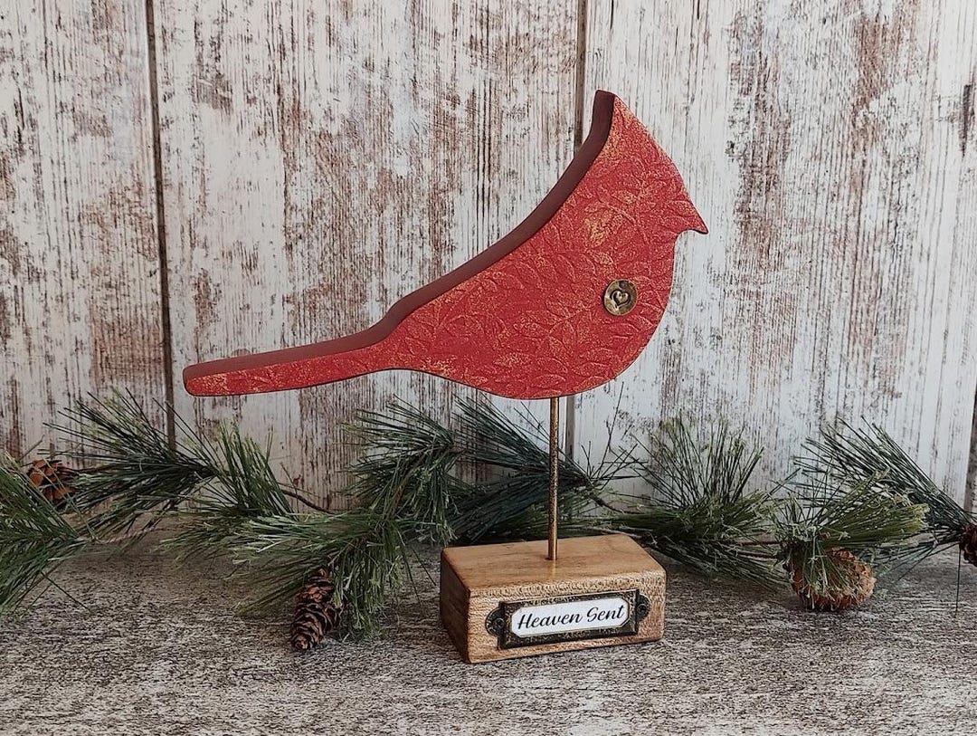 Cardinal Embossed Memory Bird Heaven Sent - Etsy