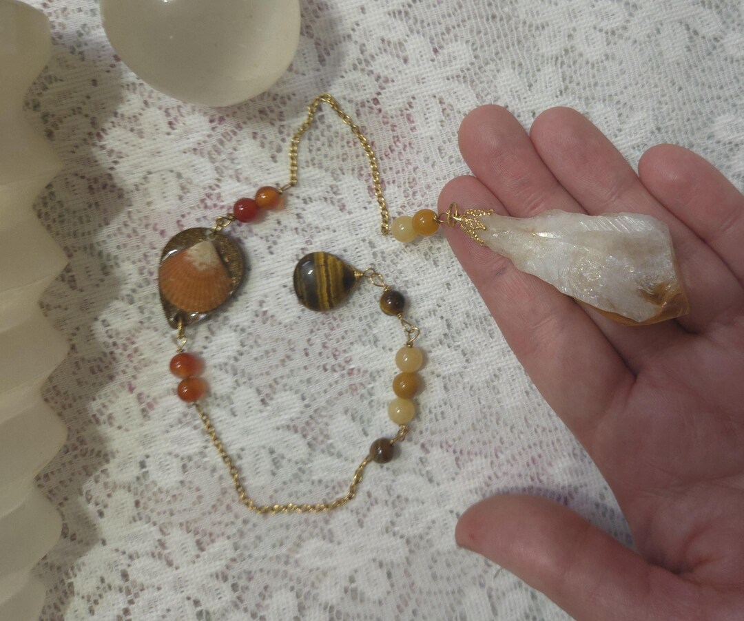 Pendule - Améthyste Dorée Et Coquillage - Etsy
