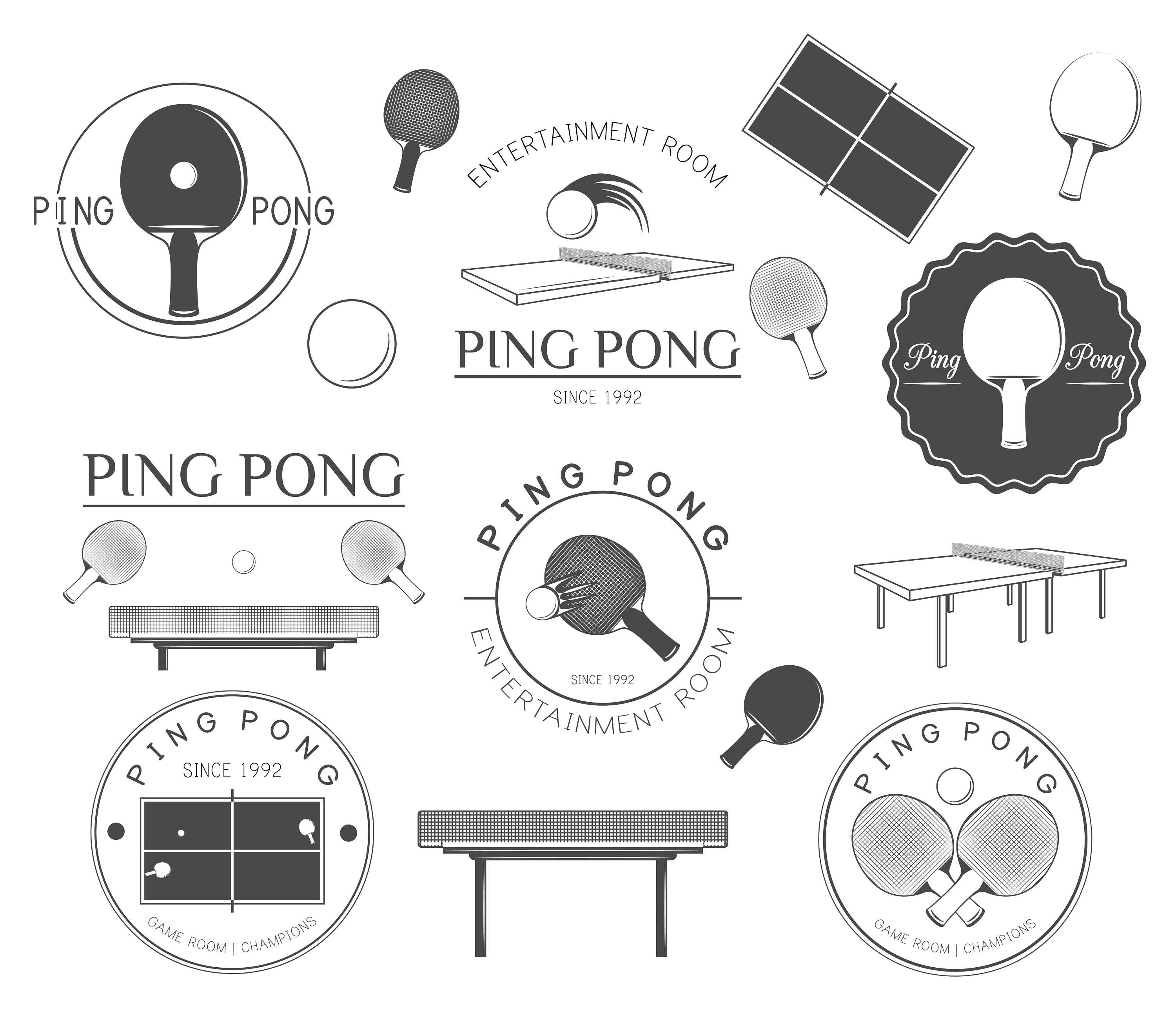 Ping pong icons set SVG Tennis sport emblem Tennis racket | Etsy