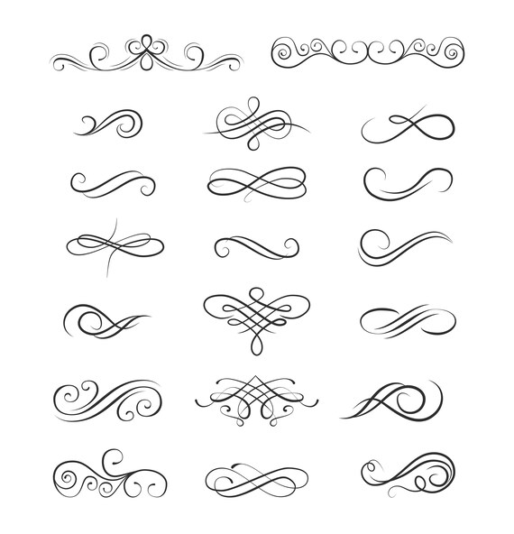 Curls and Swirls Collection SVG Vintage Vector Design | Etsy