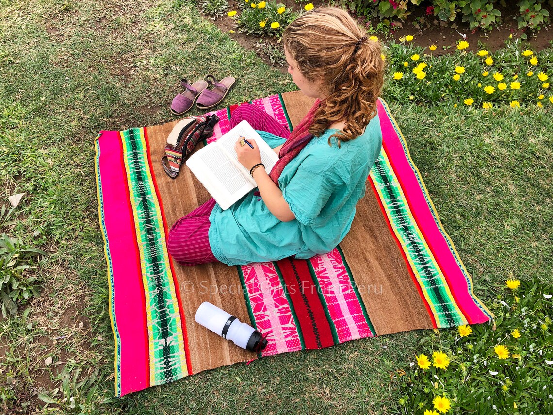 Vintage Handwoven Manta Handmade Ethnic Blanket Traditional - Etsy