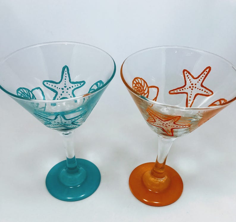 Drink & Barware 1 Each Shell Starfish Martini Glass in Beach Decor ...