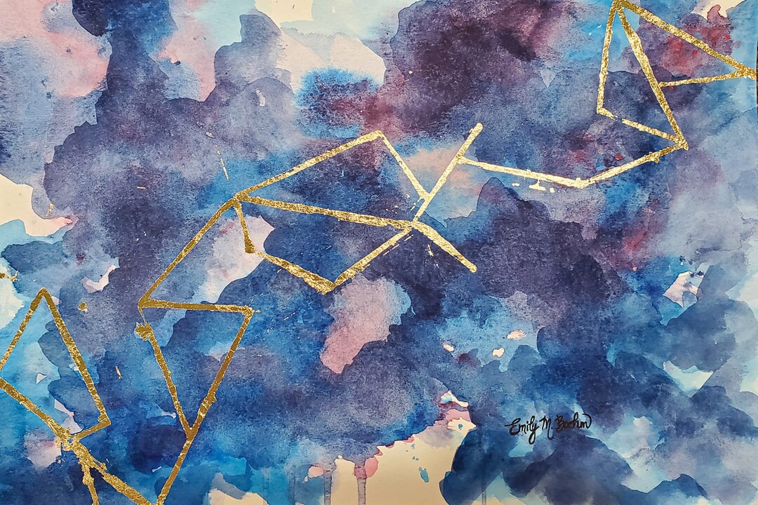 18"x12" Original Unframed Watercolor and Gold Leaf Painting Wall Art ...