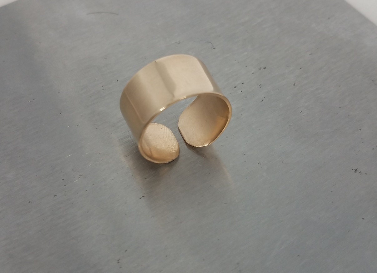 Textured 14k Gold-Filled Open Band Ring Wider Version 3/8 | Etsy