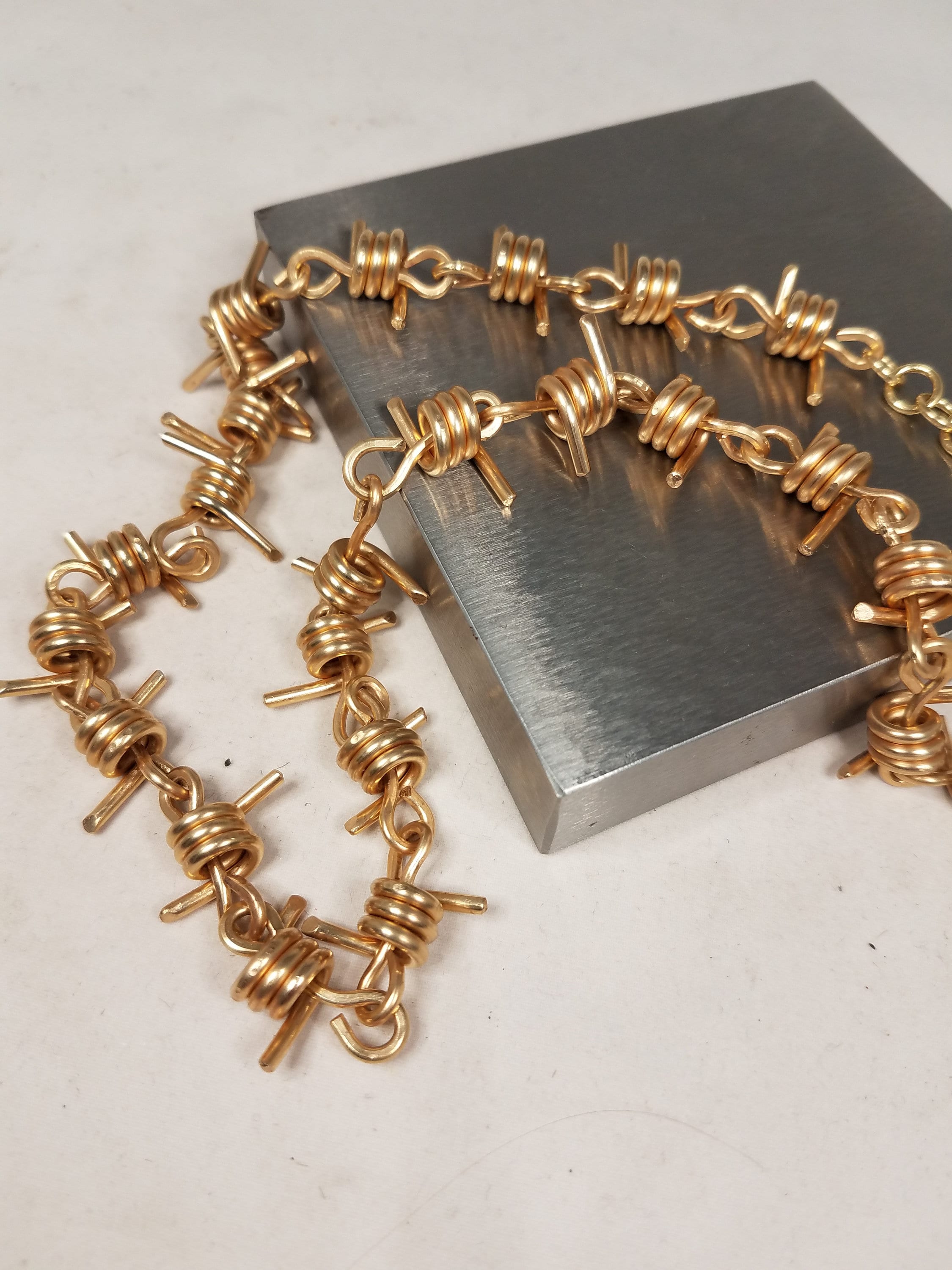 Gold-Hued Brass Barbed-Wire Chain Necklace. Original or with | Etsy