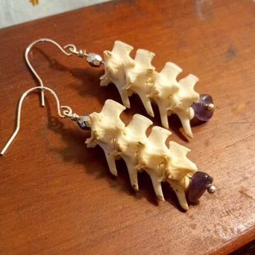 Brass & Bone Rattlesnake Vertebrae Earrings - Etsy
