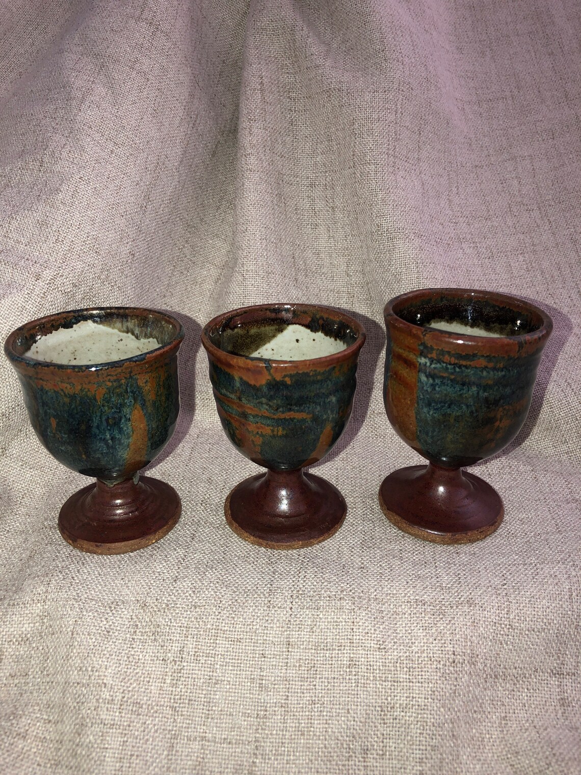 Rustic Vineyard (set of 2) 3.5-inch-tall Wine Cups) Studio Pottery Saki ...