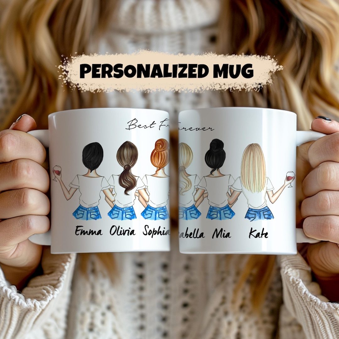 Personalized Best Friends Mug – Custom Bff Gift for 5 Friends, Matching ...