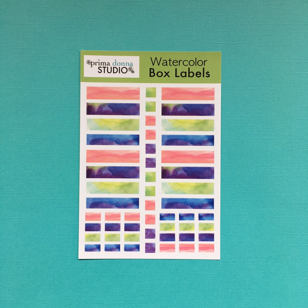 Rectangle Box Stickers for Planner or Bullet Journal / Watercolor Kiss ...