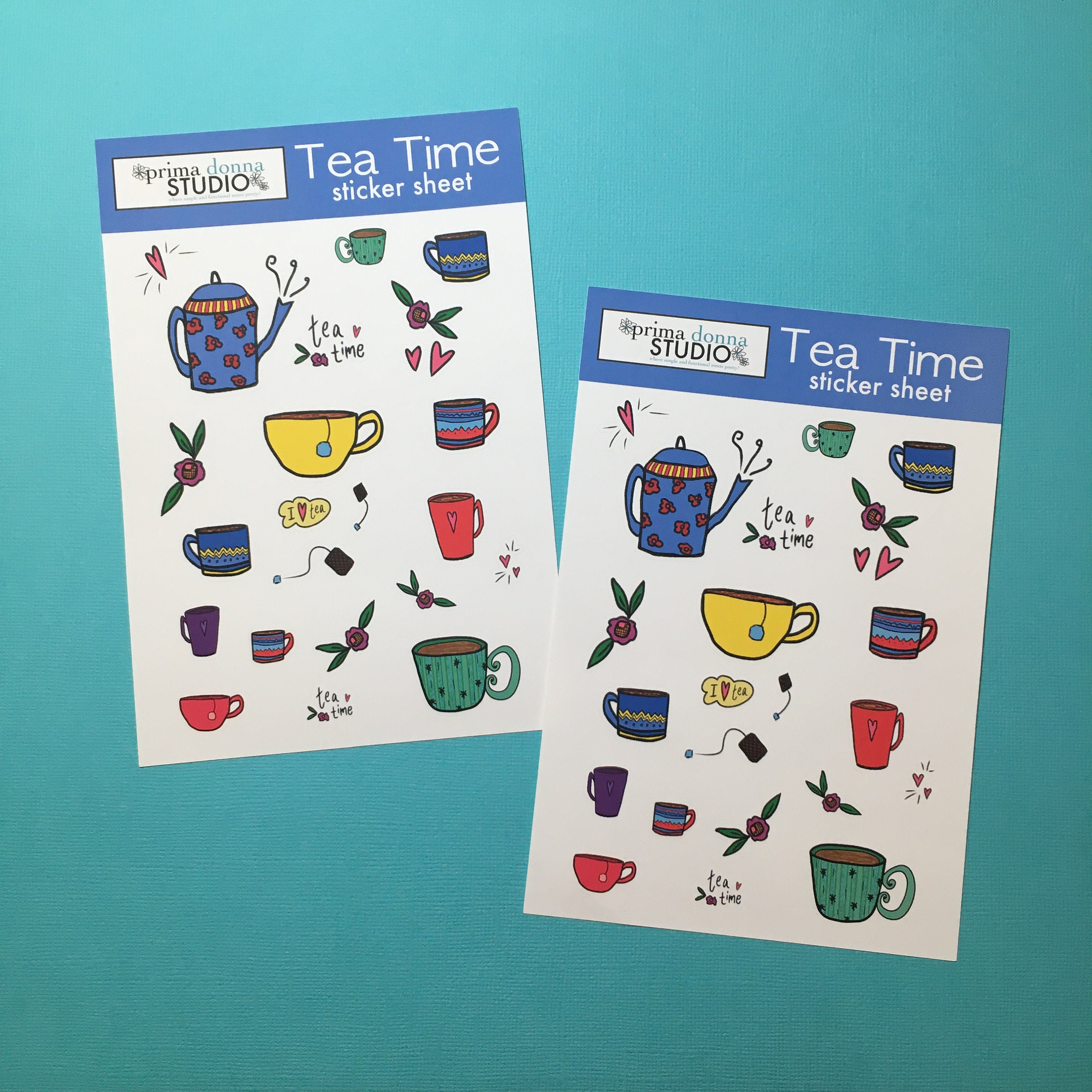 Tea Time Stickers for Journal and Planner / Kiss Cut Stickers / Tea Cup ...