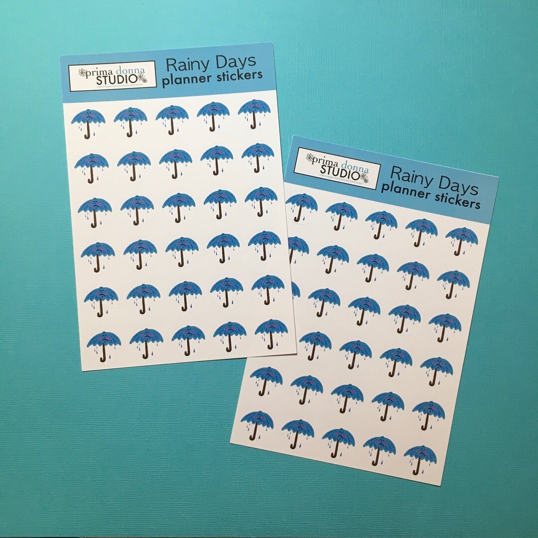 2-pack Rain Stickers for Journal and Planner / Kiss Cut Sticker Sheets ...