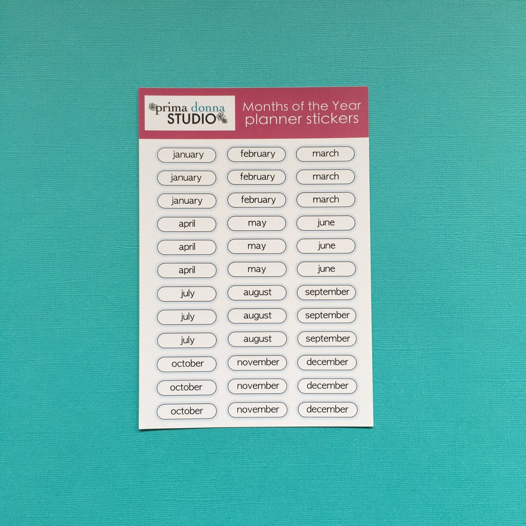 Months of the Year Planner Stickers: Kiss Cut, Minimalist Design - Etsy