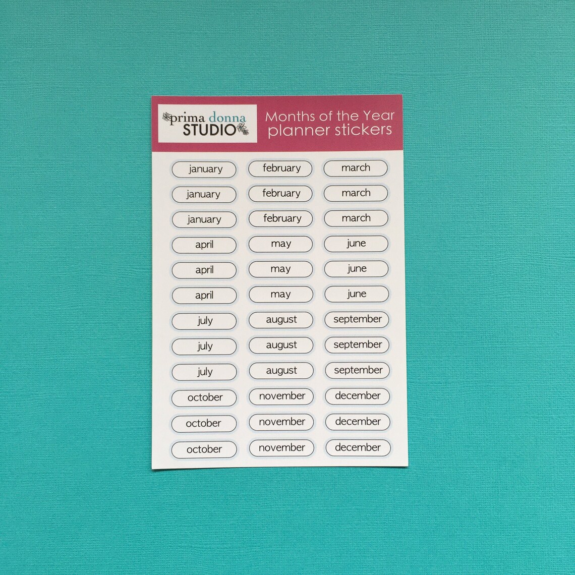 Months of the Year Sticker Sheet / Month Stickers for Planner - Etsy
