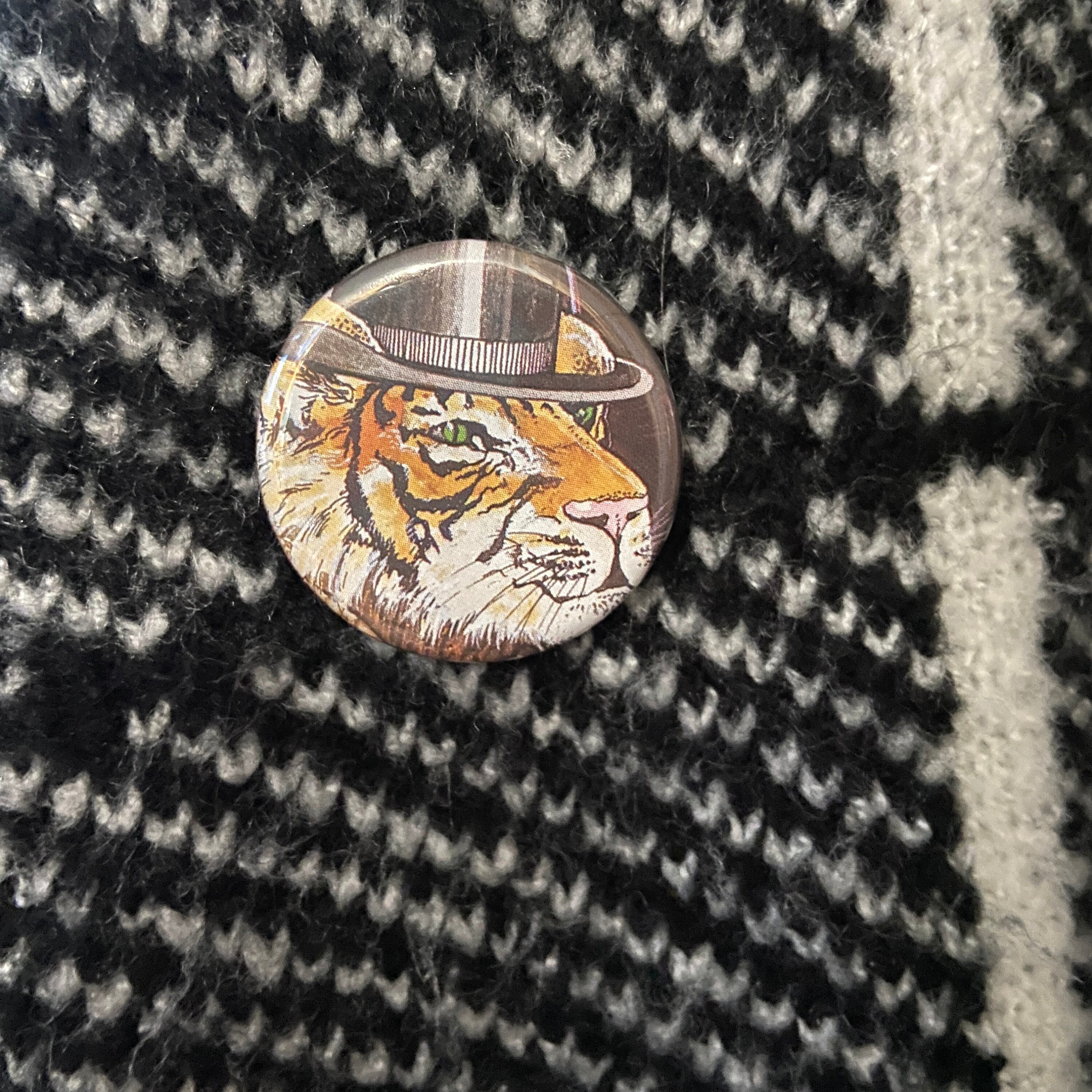 Tiger Illustration Button Pins: Recycled Book Art (set of 2) - Etsy
