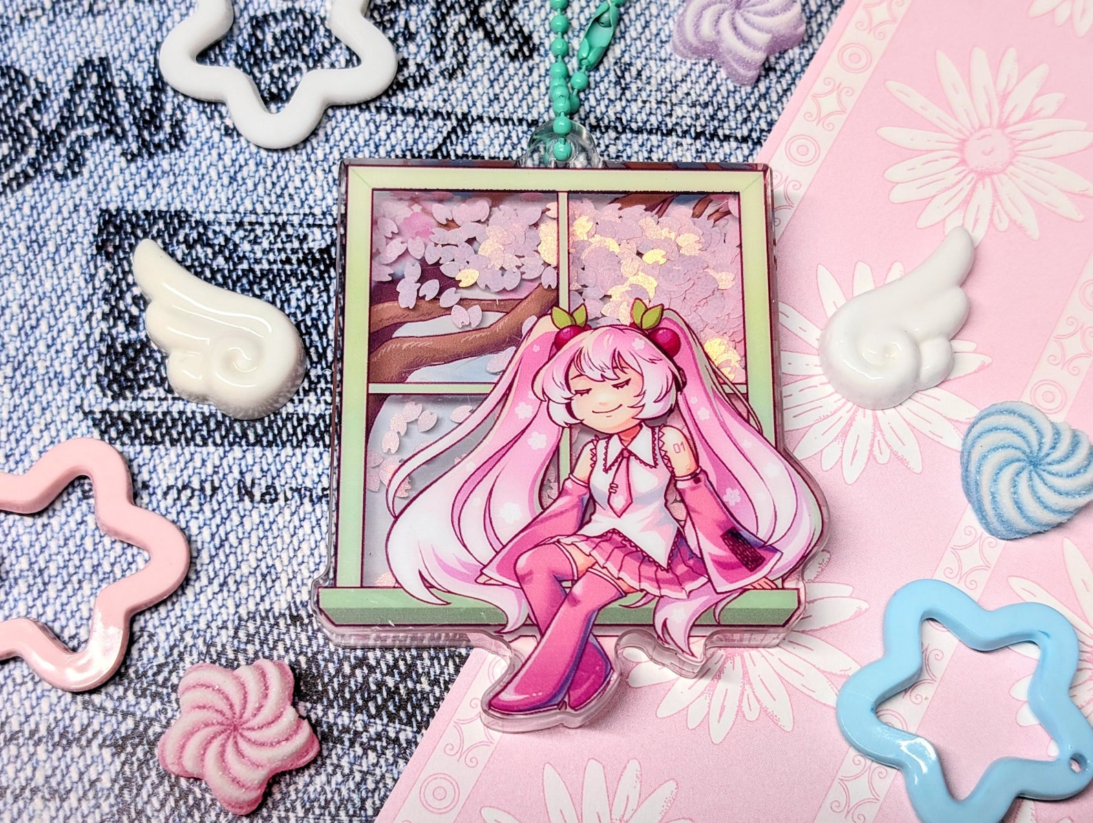 Sakura Miku Falling Blossom Quicksand Charm - Etsy