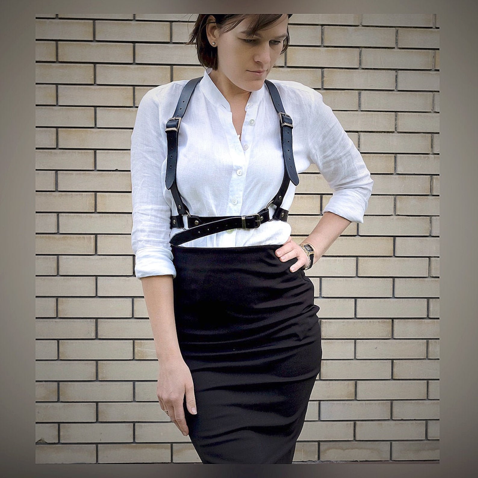Leather Handmade Suspenders for Lady | Body Harness | Leather Harness ...