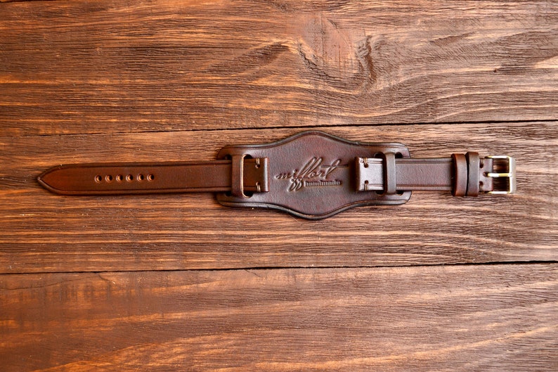Leather Watchband. Watchstrap With Leather Pads. Leather Watch | Etsy