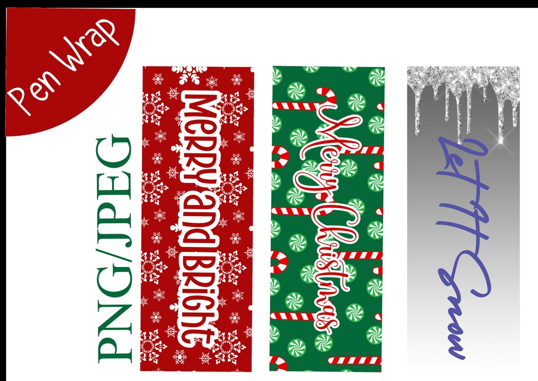 Christmas Pen Wraps, Holiday Pen Wraps, Glitter Pen Wraps, Pen Wraps - Etsy