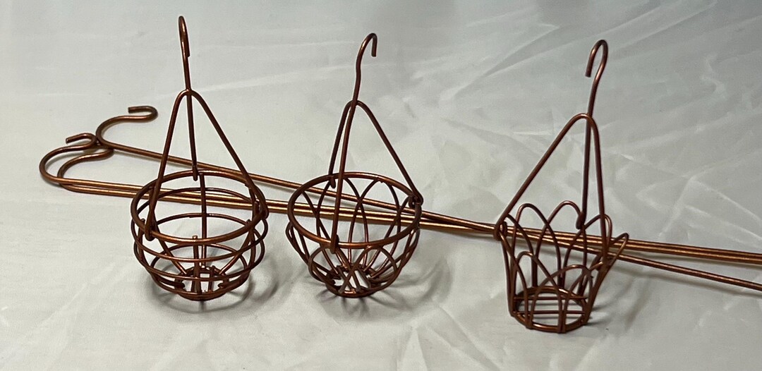 New Copper Metal Garden Hanging Baskets Dollhouse - Etsy