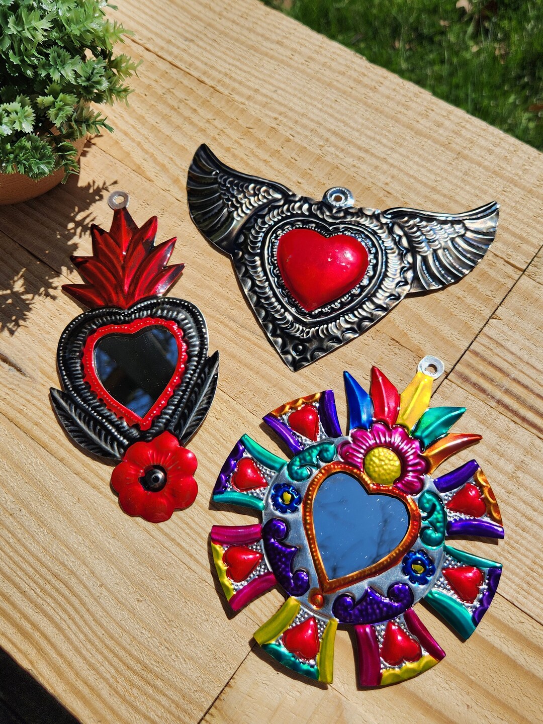 Mexican Folk Art, Kitchen Decor, Mexican Milagro Heart, Mexican Wall ...