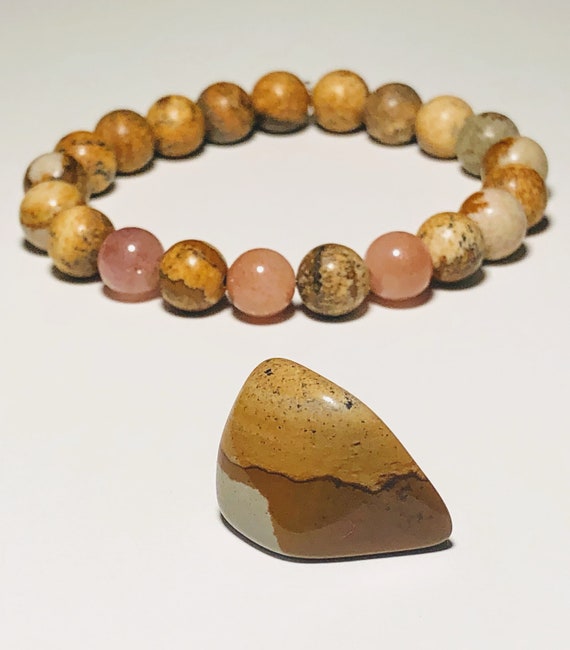 8mm Picture Jasper & Peach Moonstone | Etsy