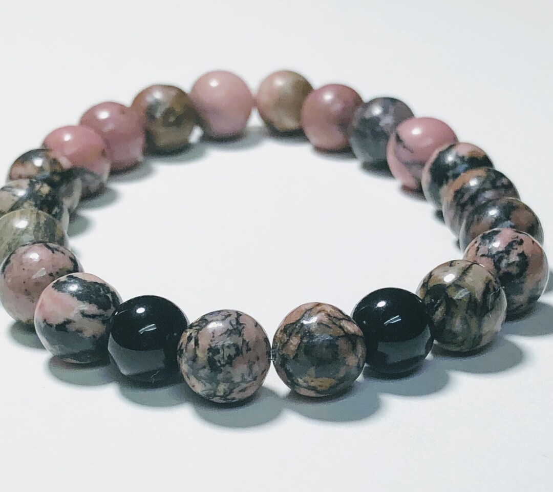 7 1/8” Rhodonite W/ Black Obsidian - Etsy
