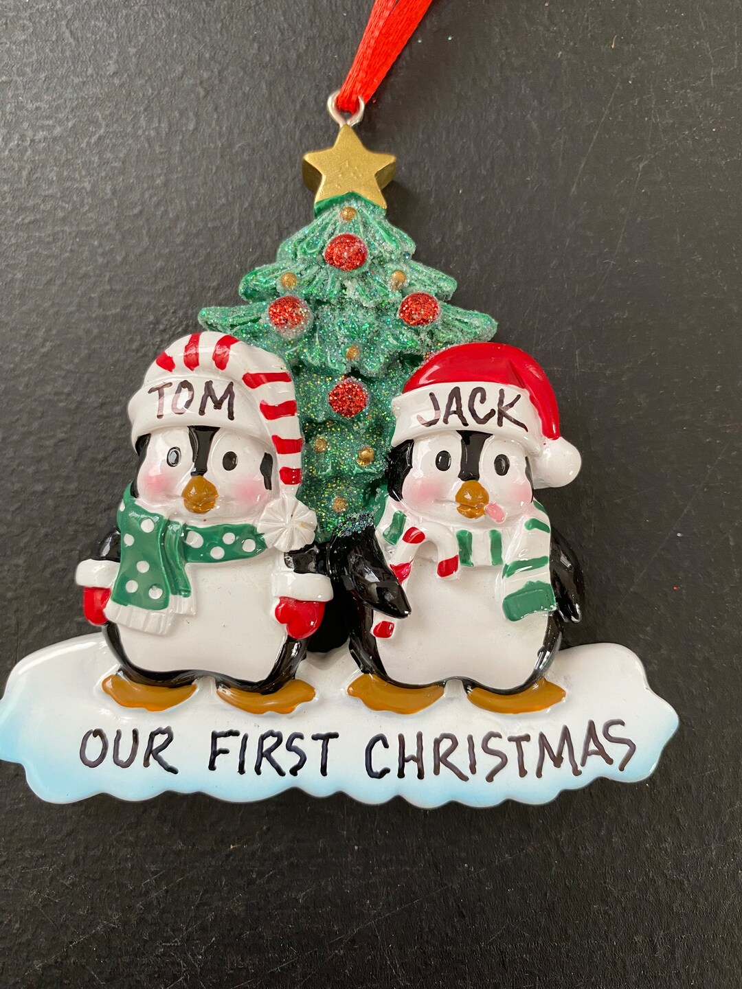 Two Little Penguins Sitting by a Tree Ornament - Etsy
