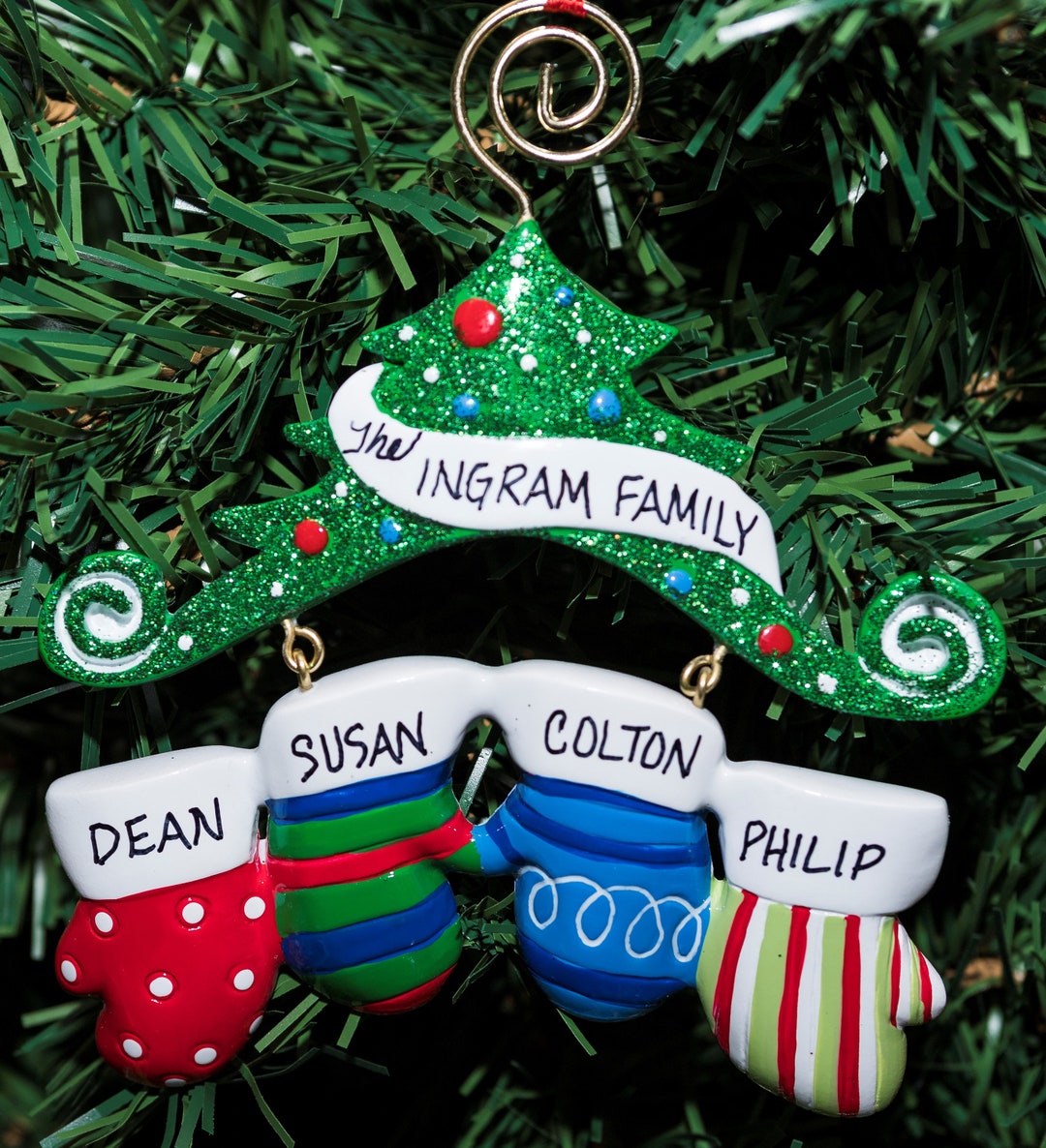 Personalized Mittens Ornament for Family of Four - Etsy