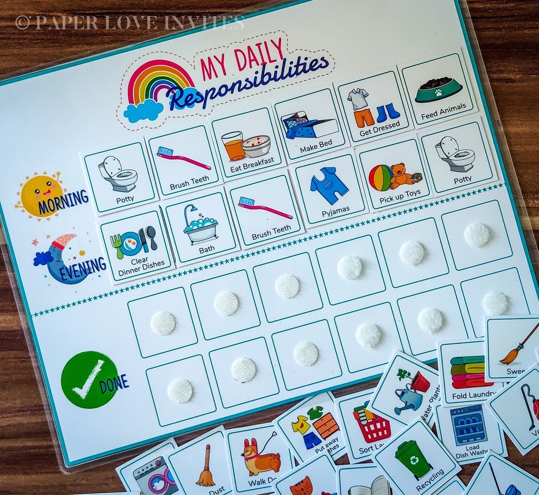 Kids Daily Responsibility Chore Chart, Daily Routine Printable, Daily ...