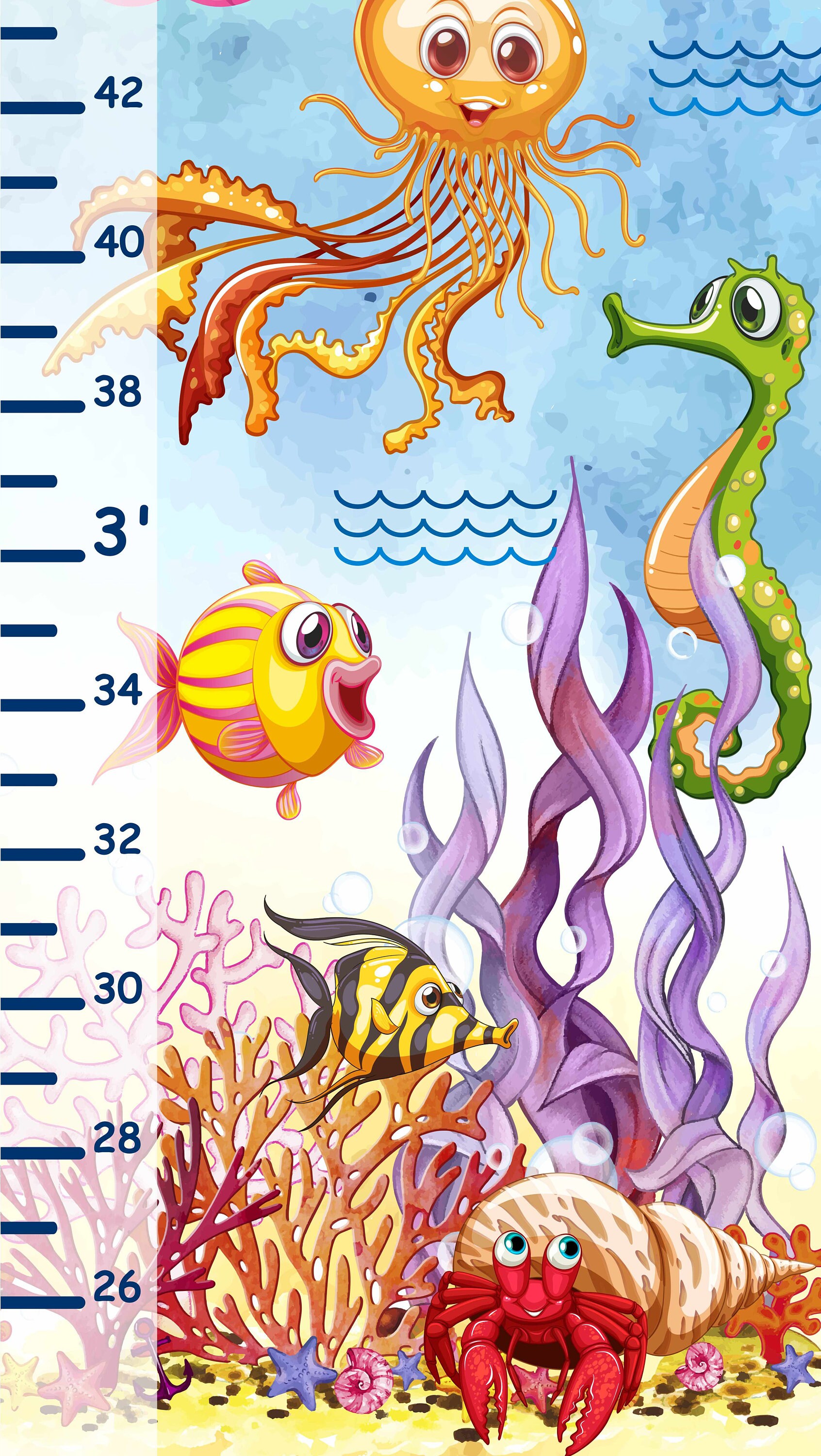 Personalized Growth Chart, Underwater Growth Chart, Under the Sea ...
