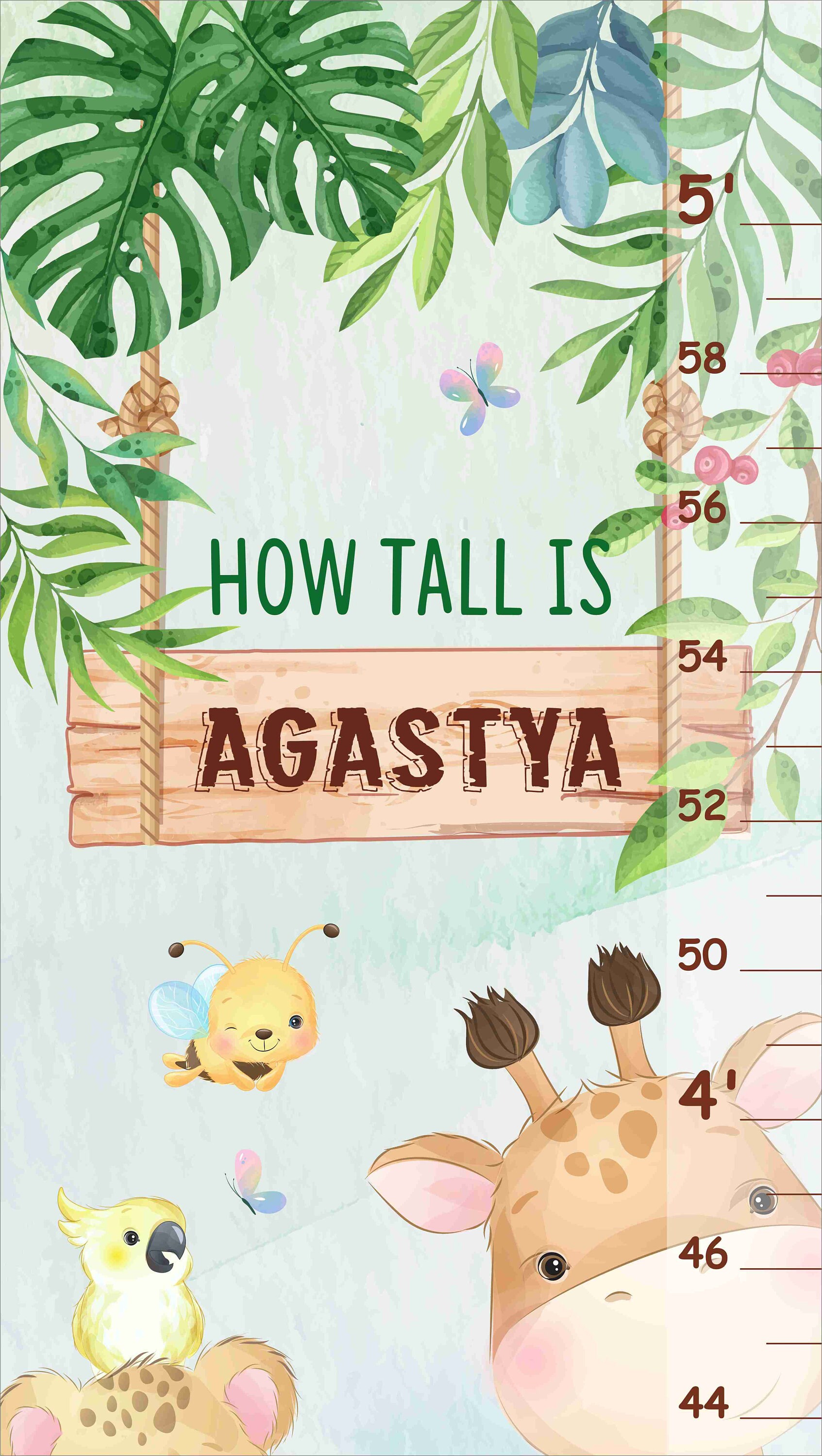 Personalised Safari Animals Height Chart, Safari Animals Growth Chart ...