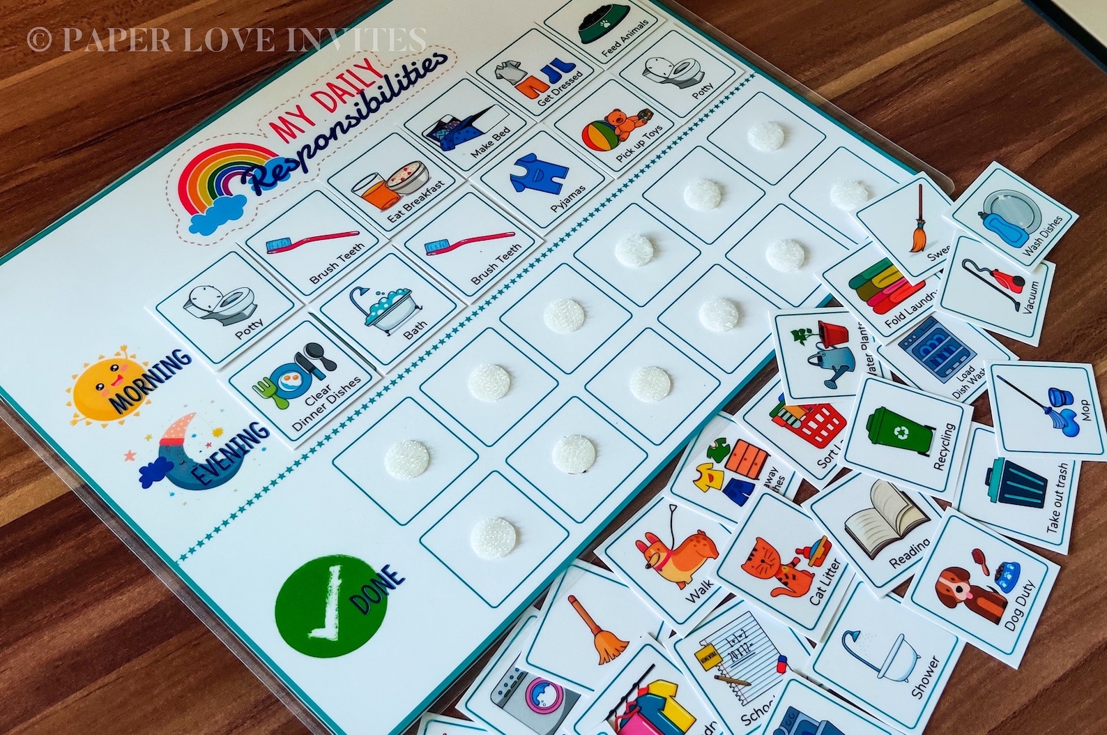 Kids Daily Responsibility Chore Chart, Chore Chart EXPANSION Icons Pack ...