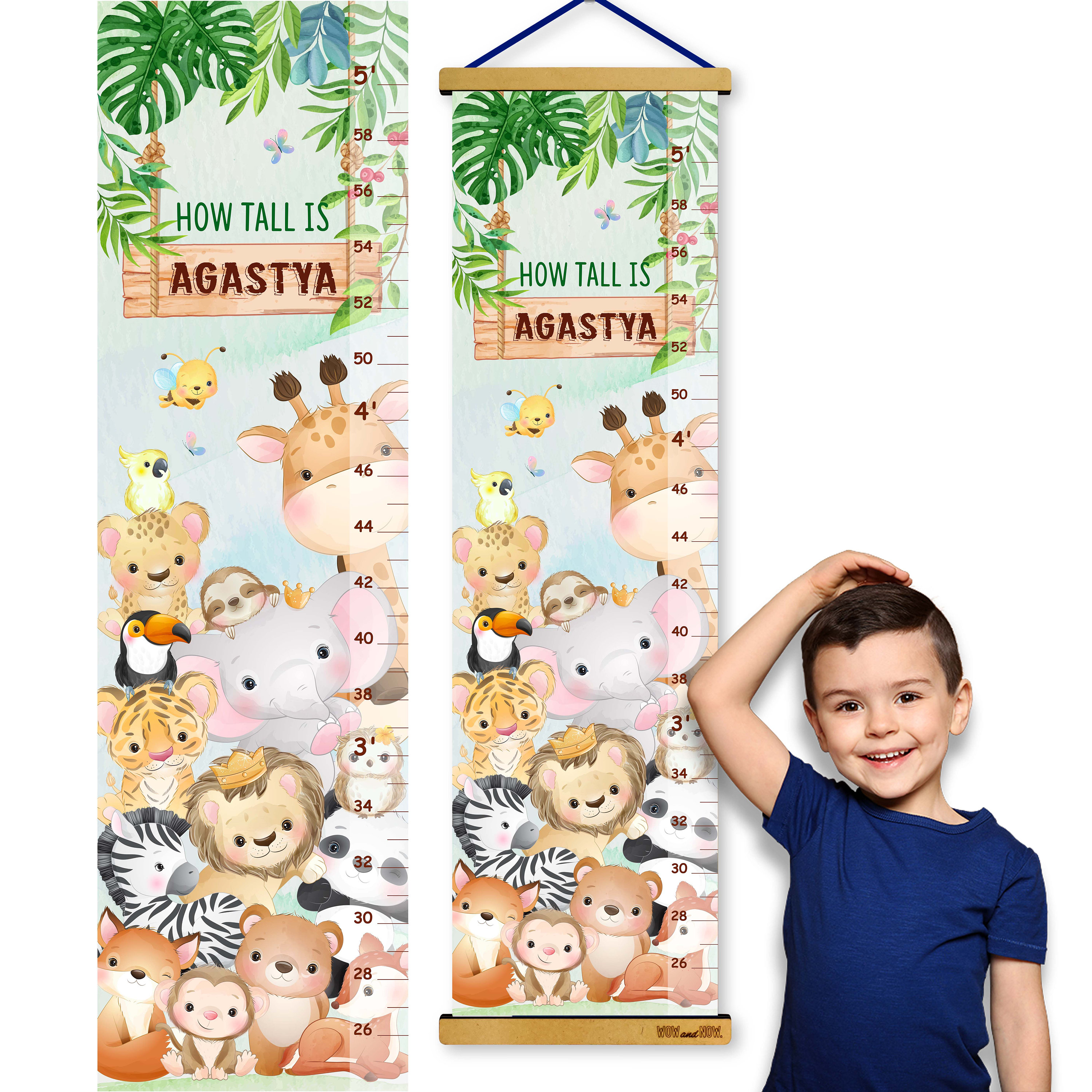 Personalised Safari Animals Height Chart, Safari Animals Growth Chart ...