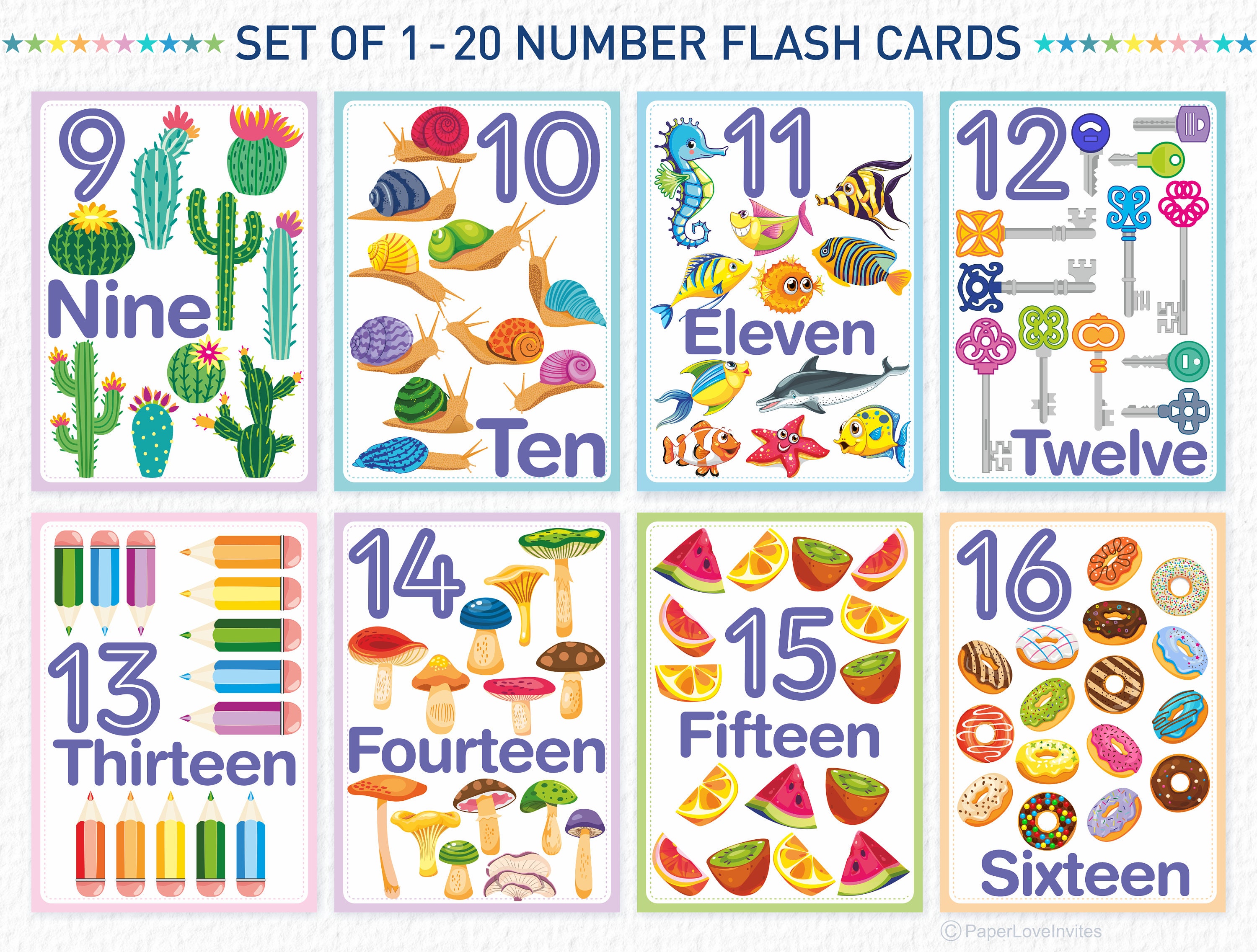 Printable 123 Number Flashcards, Montessori Flash Cards, 1-20 ...