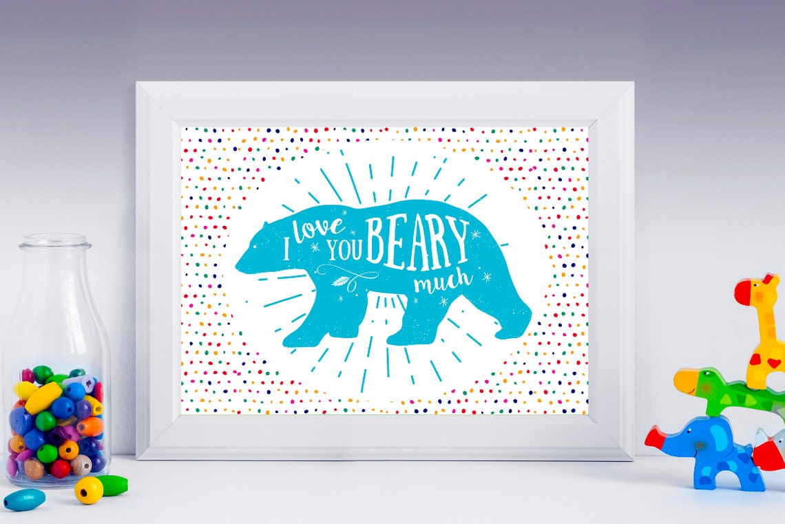 I Love You Beary Much Print Woodland Animal Nursery Nursery | Etsy