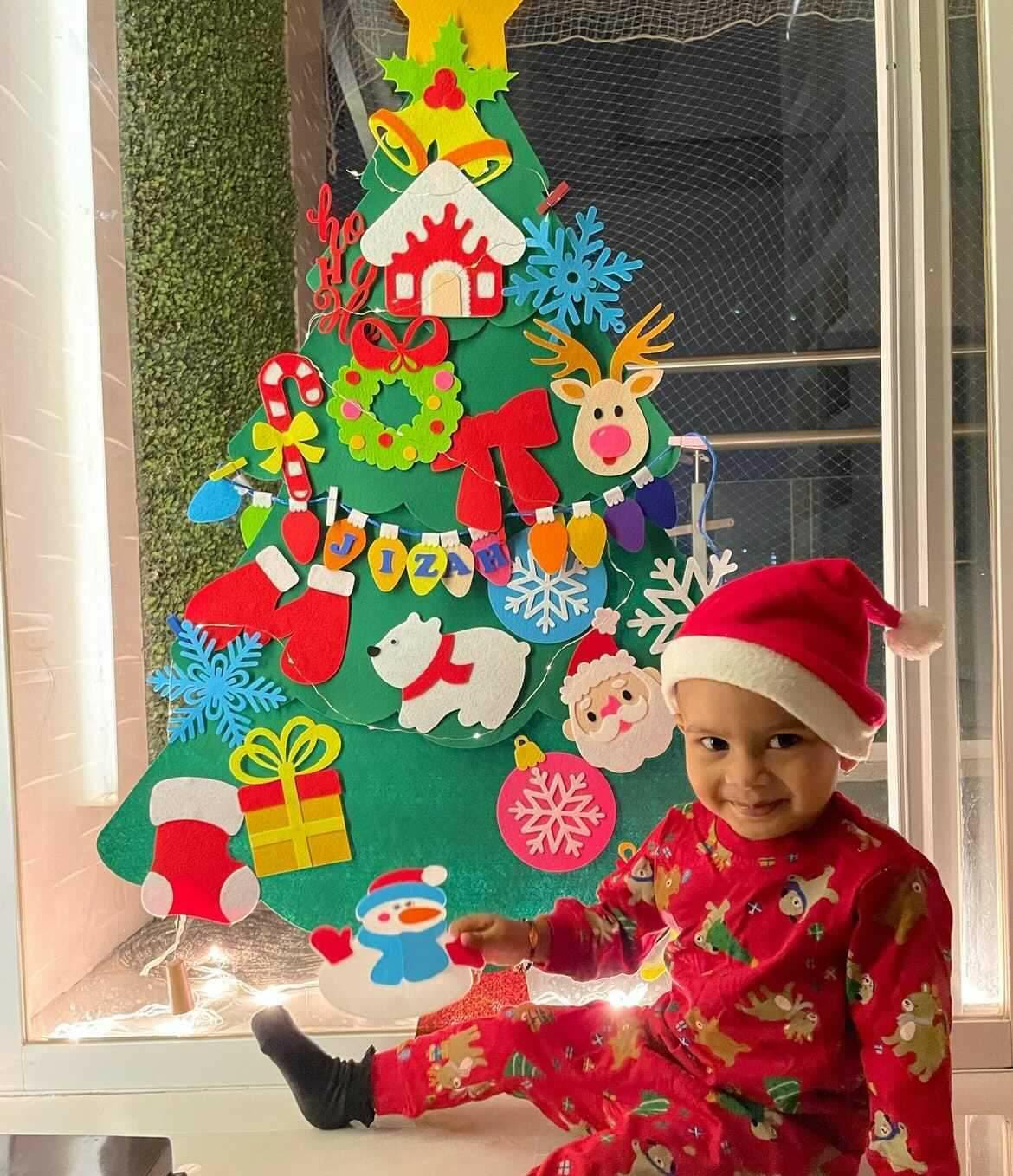 Personalized DIY Felt Christmas Tree Wall, Montessori Felt Christmas ...