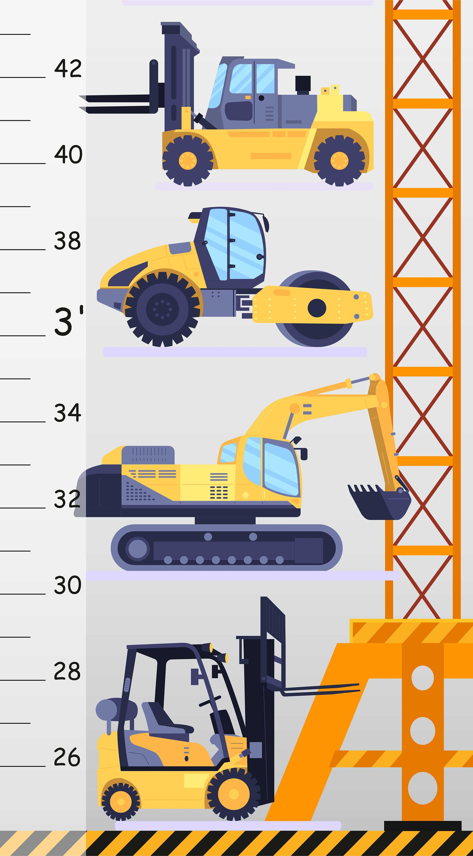 Construction Growth Chart Construction Truck Height Chart - Etsy