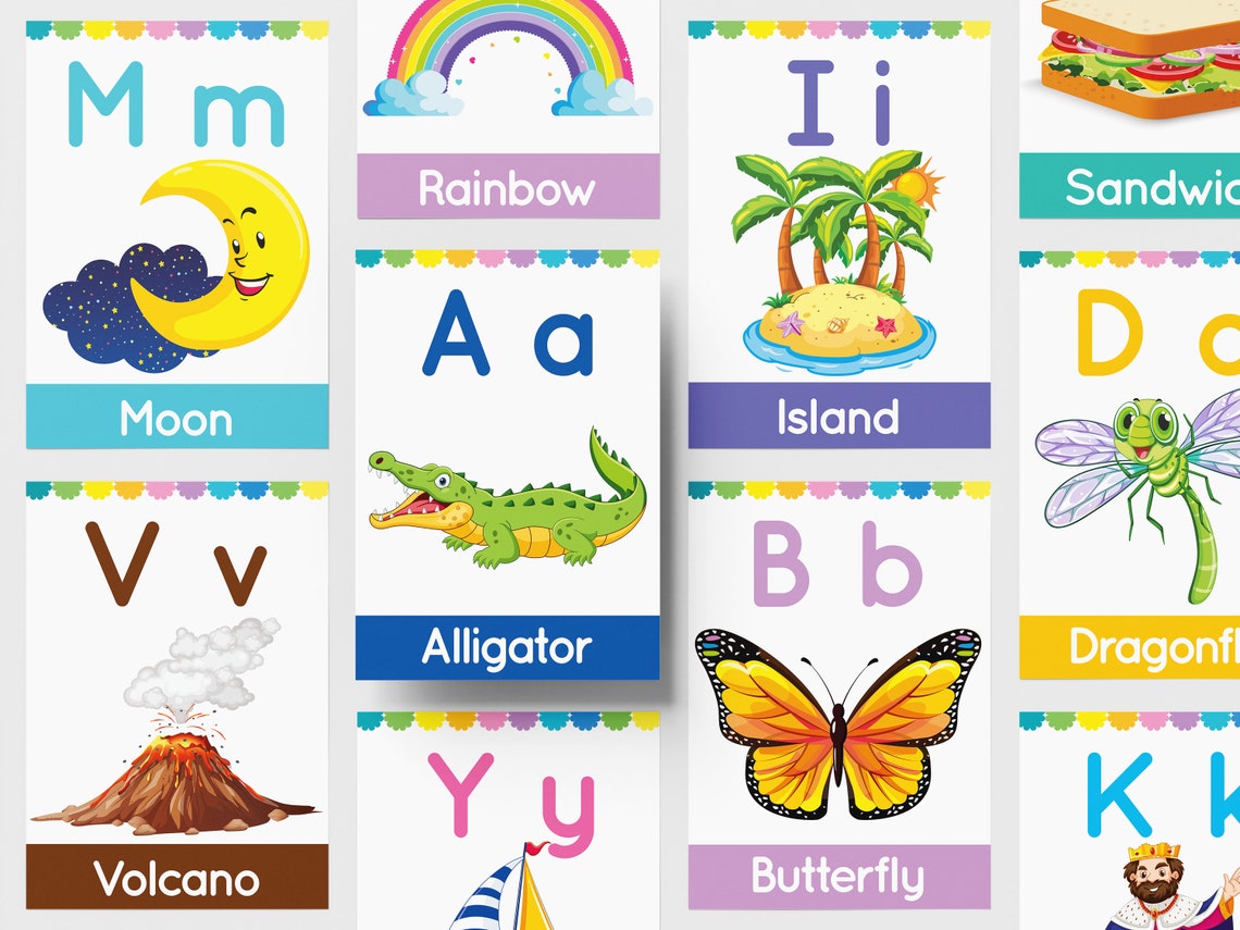 Printable ABC Alphabet Flashcards, Montessori Flash Cards, ABC ...