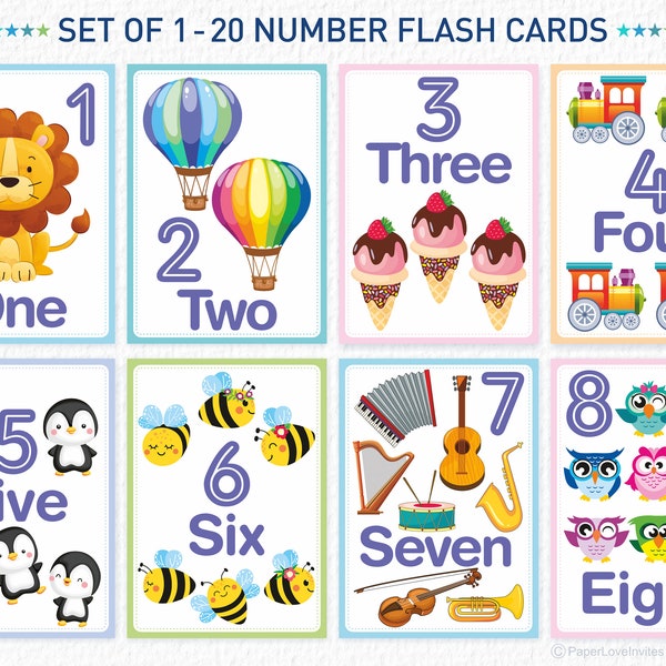 Number Flash Cards - Etsy