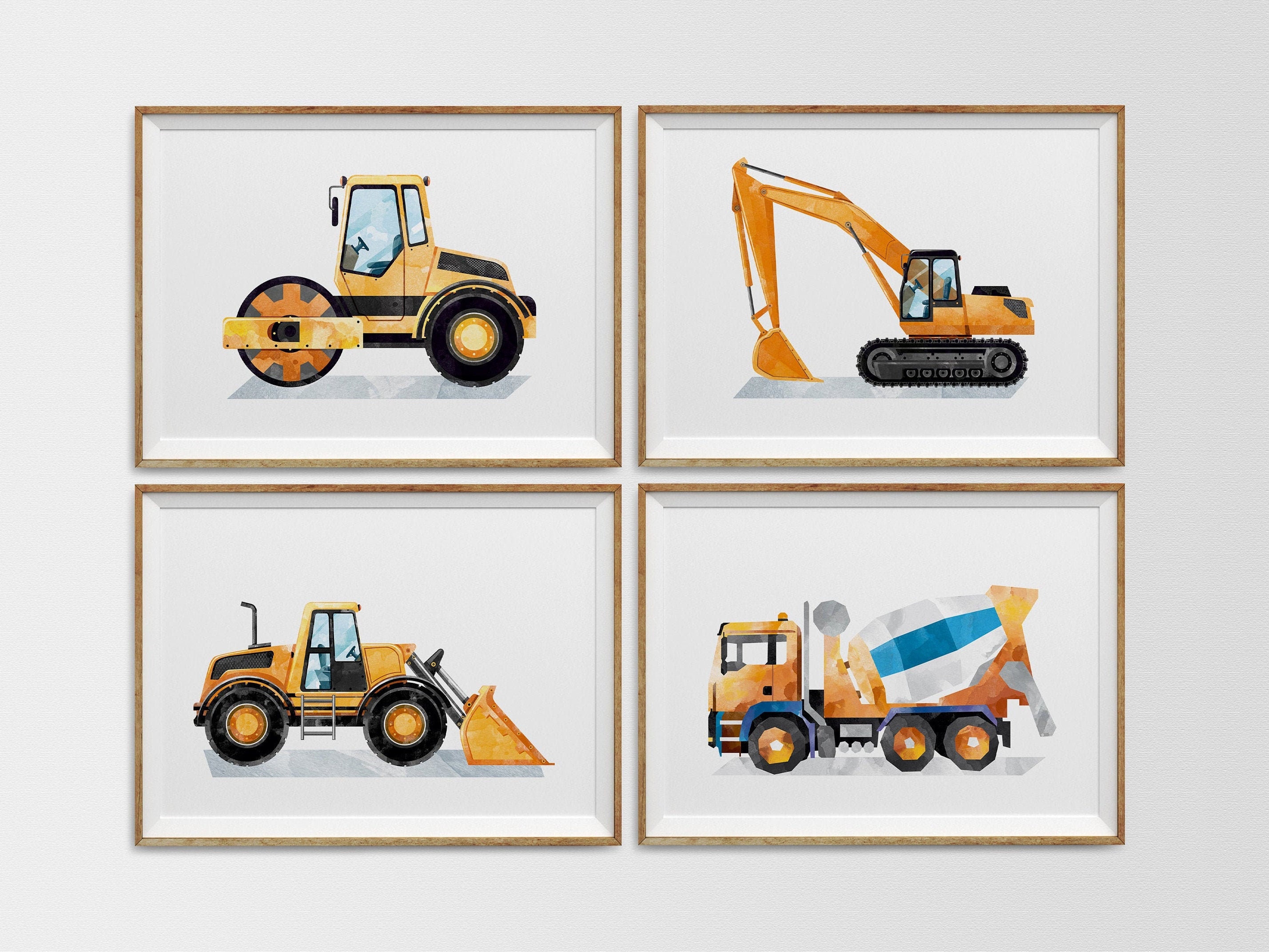 Set of 4 Construction Wall Printsconstruction Printable - Etsy