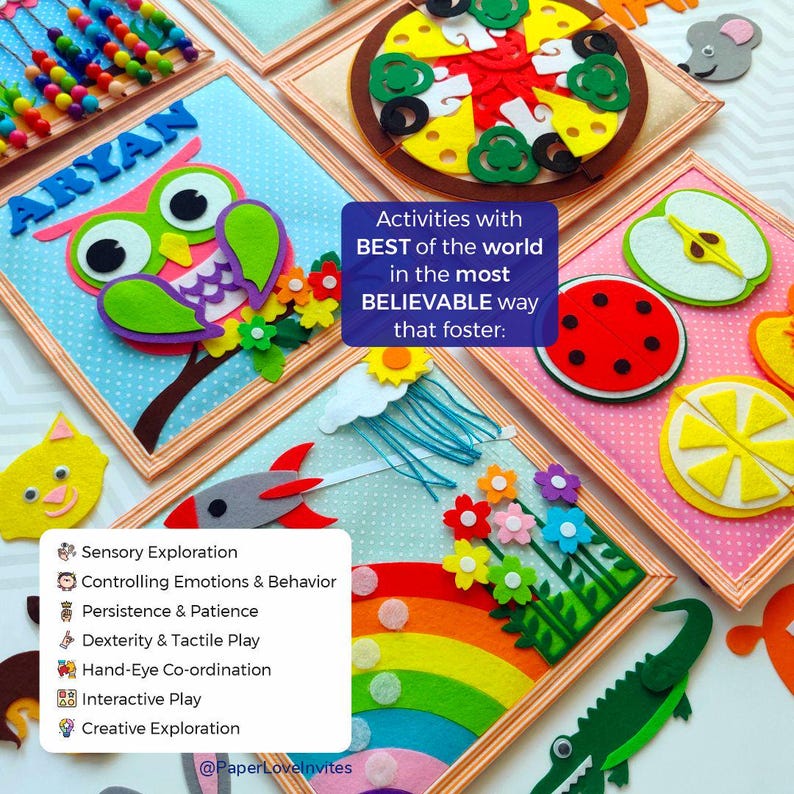 Personalized Quiet Busy Book, Quiet Book Toddler Learning, Felt Quiet ...