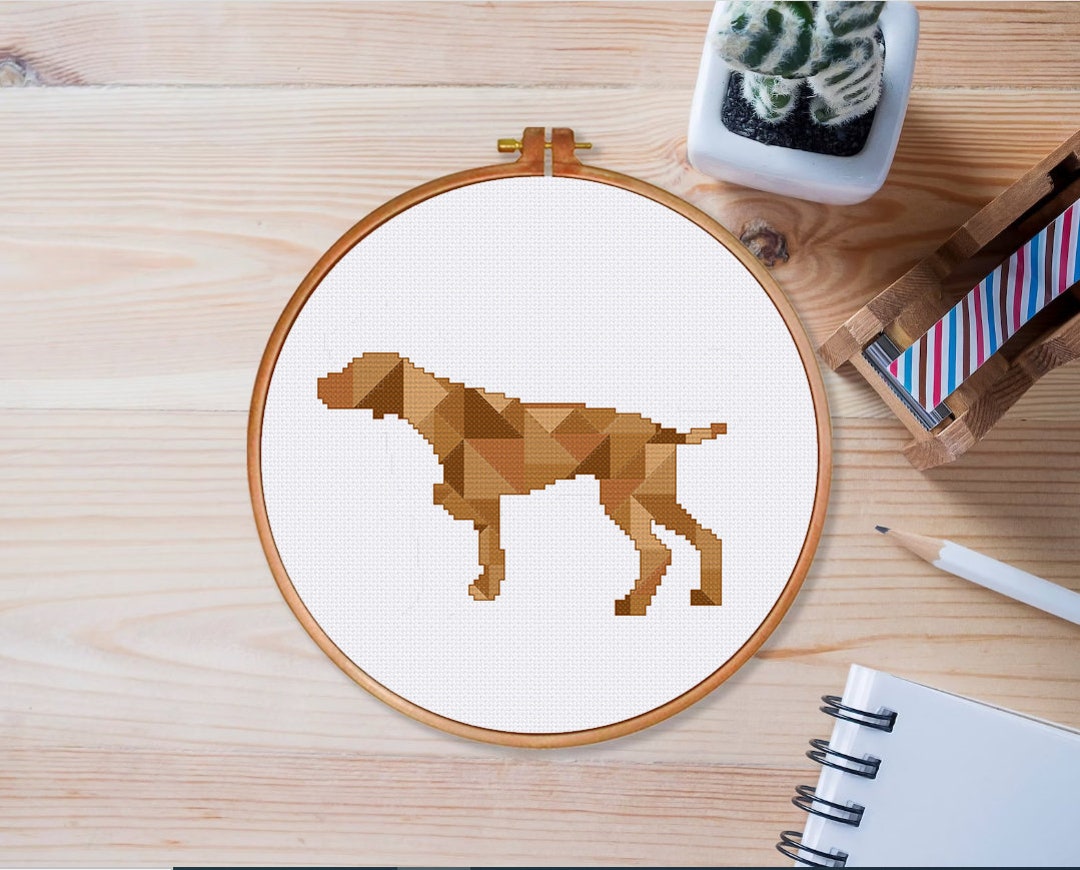 Geometric German Shorthaired Pointer Cross Stitch Pattern, Modern Cute ...