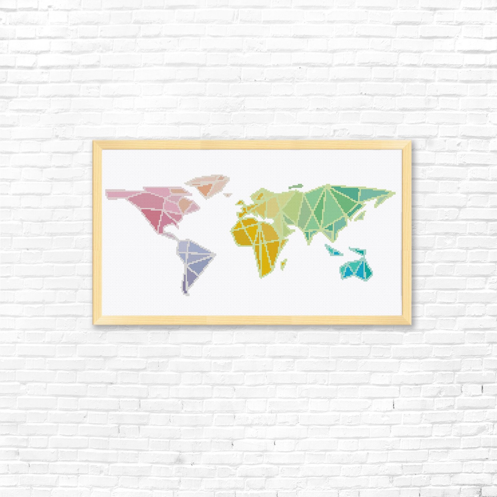 Geometric World Map Cross Stitch Pattern Modern Baby Nursery | Etsy