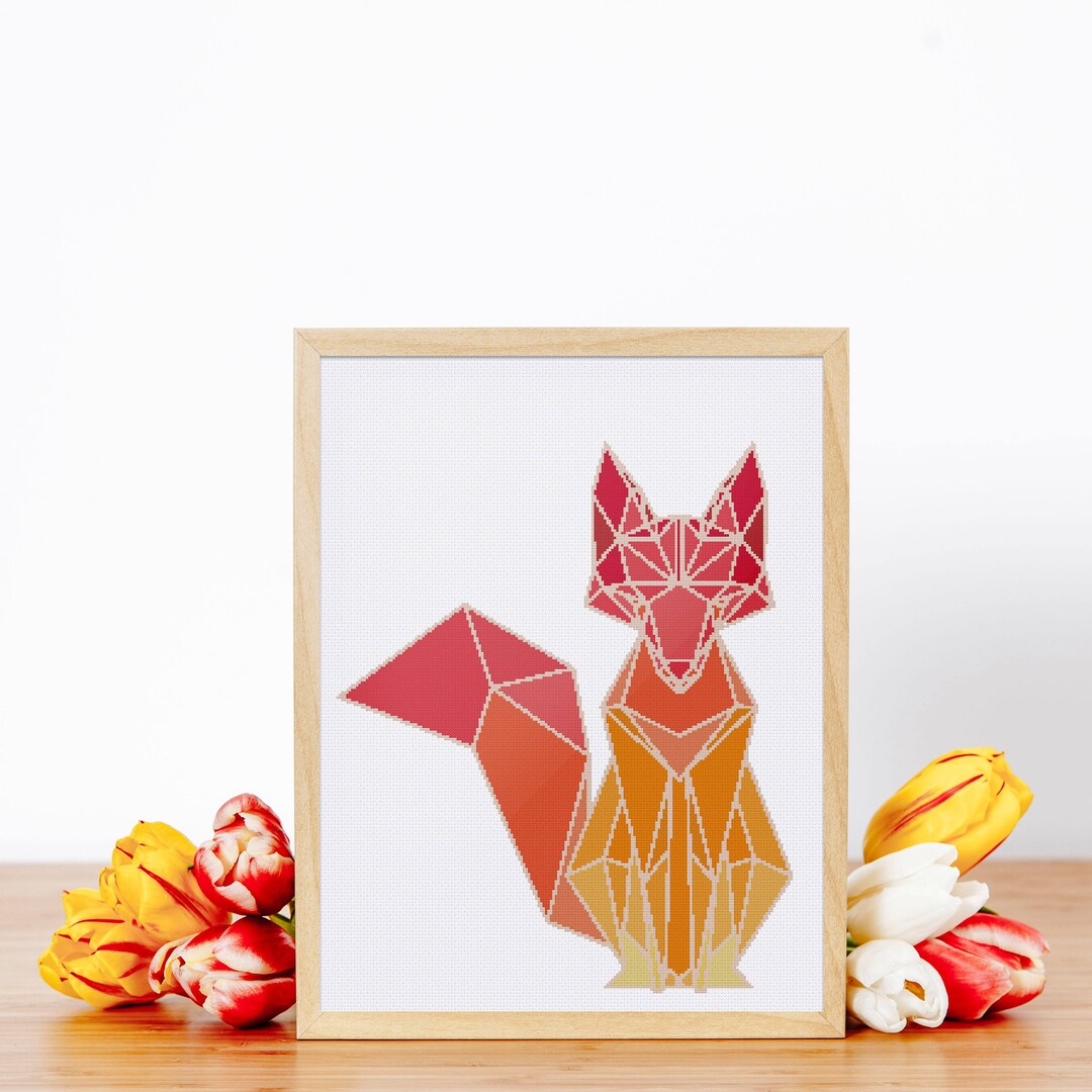 Geometric Fox Cross Stitch Pattern, Modern Baby Nursery Rabbit Animal ...