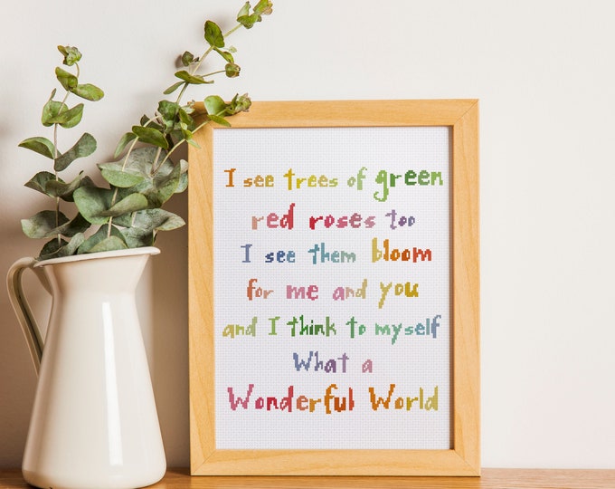 What a Wonderful World Cross Stitch Pattern, Modern Nursery Baby ...