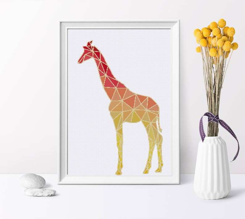 Geometric Giraffe cross stitch pattern modern baby nursery | Etsy