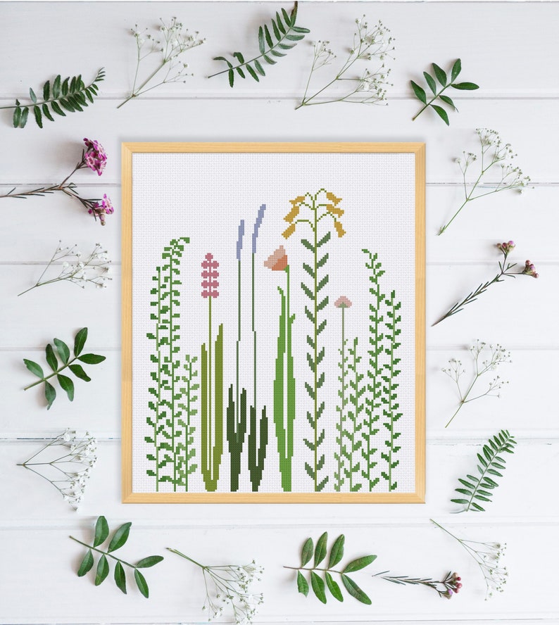 Wildflowers Cross Stitch Pattern Natural Cute Modern Cute - Etsy