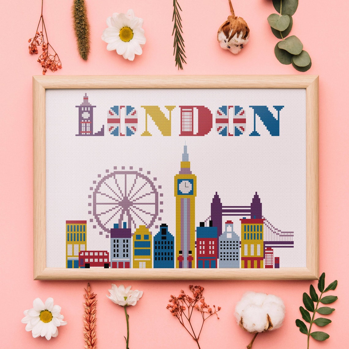 Cute London Cross Stitch Pattern Lovely England Britain - Etsy