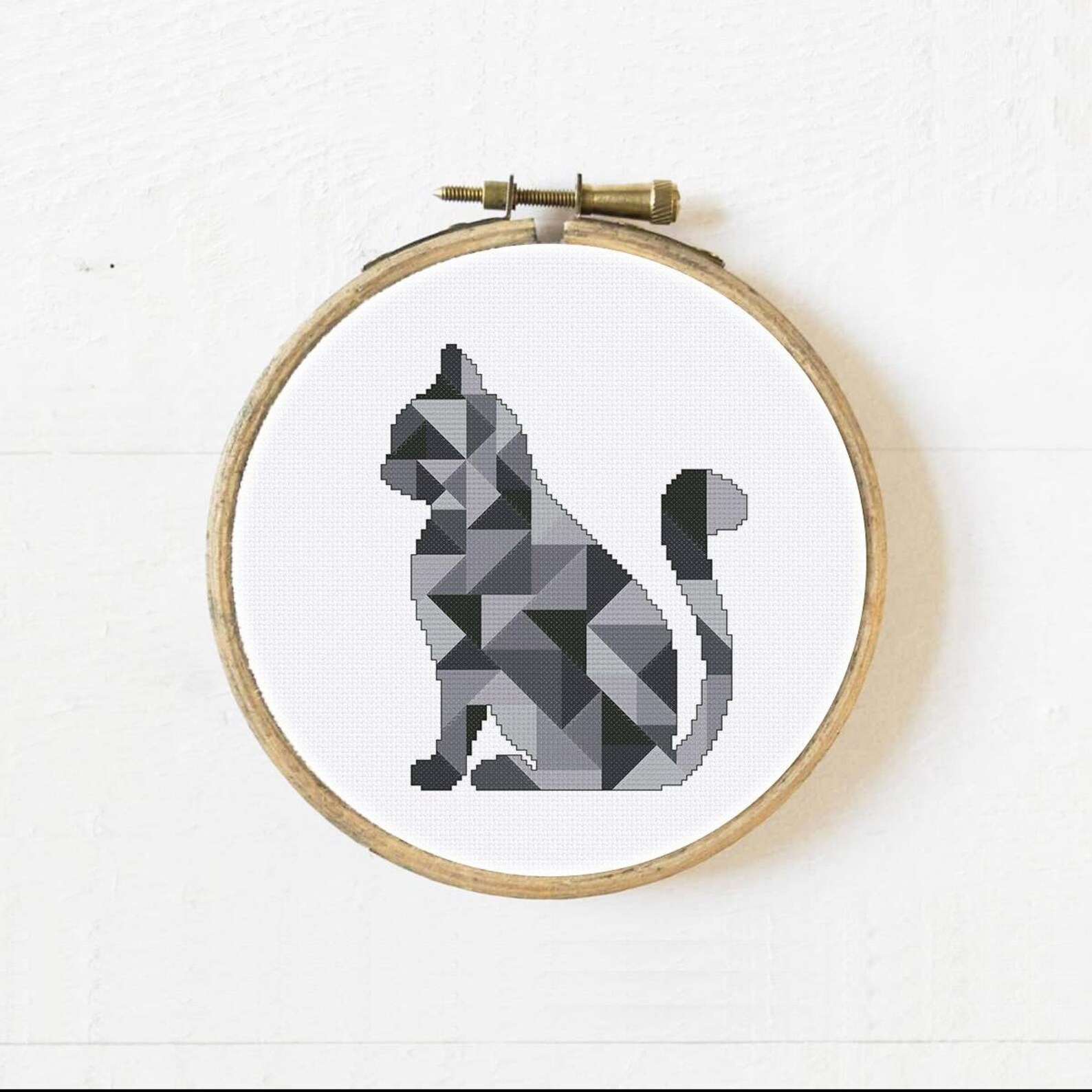 Geometric Gray Cat Cross Stitch Pattern Modern Baby Nursery | Etsy