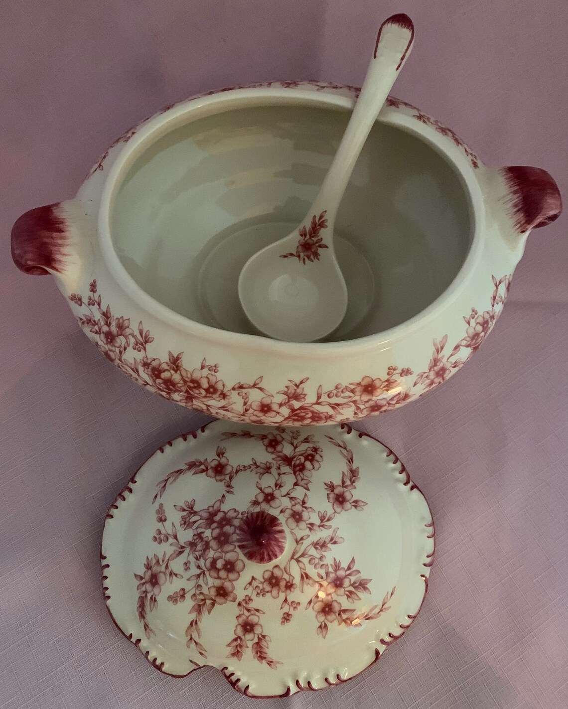 Victorian Floral Tureen, 3-piece Footed Soup Server - Etsy